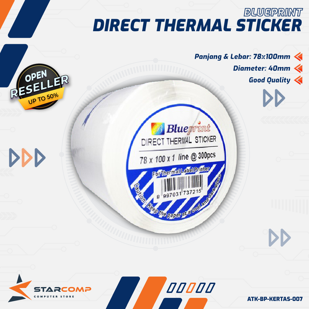 Jual BLUEPRINT 78x100 mm Direct Thermal Sticker Label Online Shop isi ...