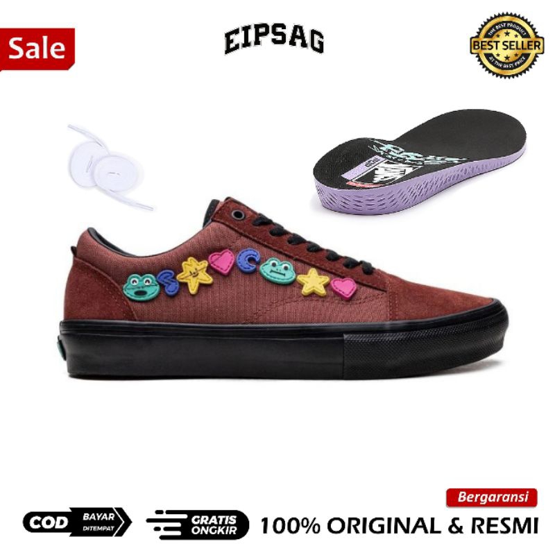 Jual Vans Old Skool PRO Skate X Frog Skateboard Brown Black RESMI ...