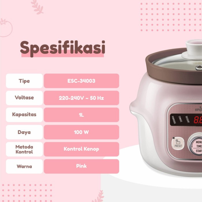 Jual Emily Slow Cooker baby Mpasi Bubur Bayi Pemanas Penghangat Makanan ...