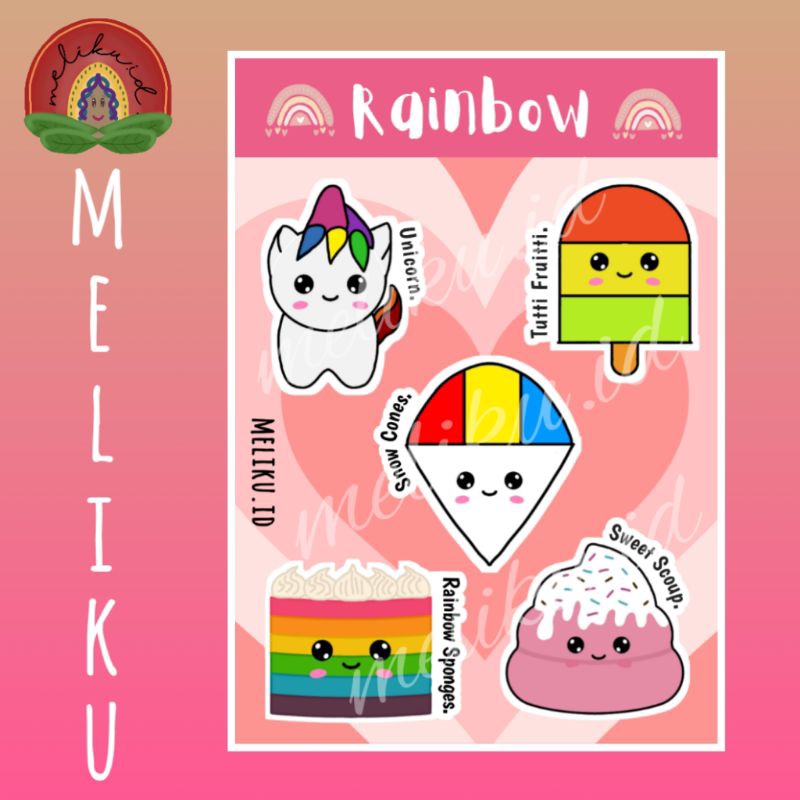 Jual Stiker Lucu Tema Rainbow Pink Murah Aesthetic BACA DESKRIPSI ...