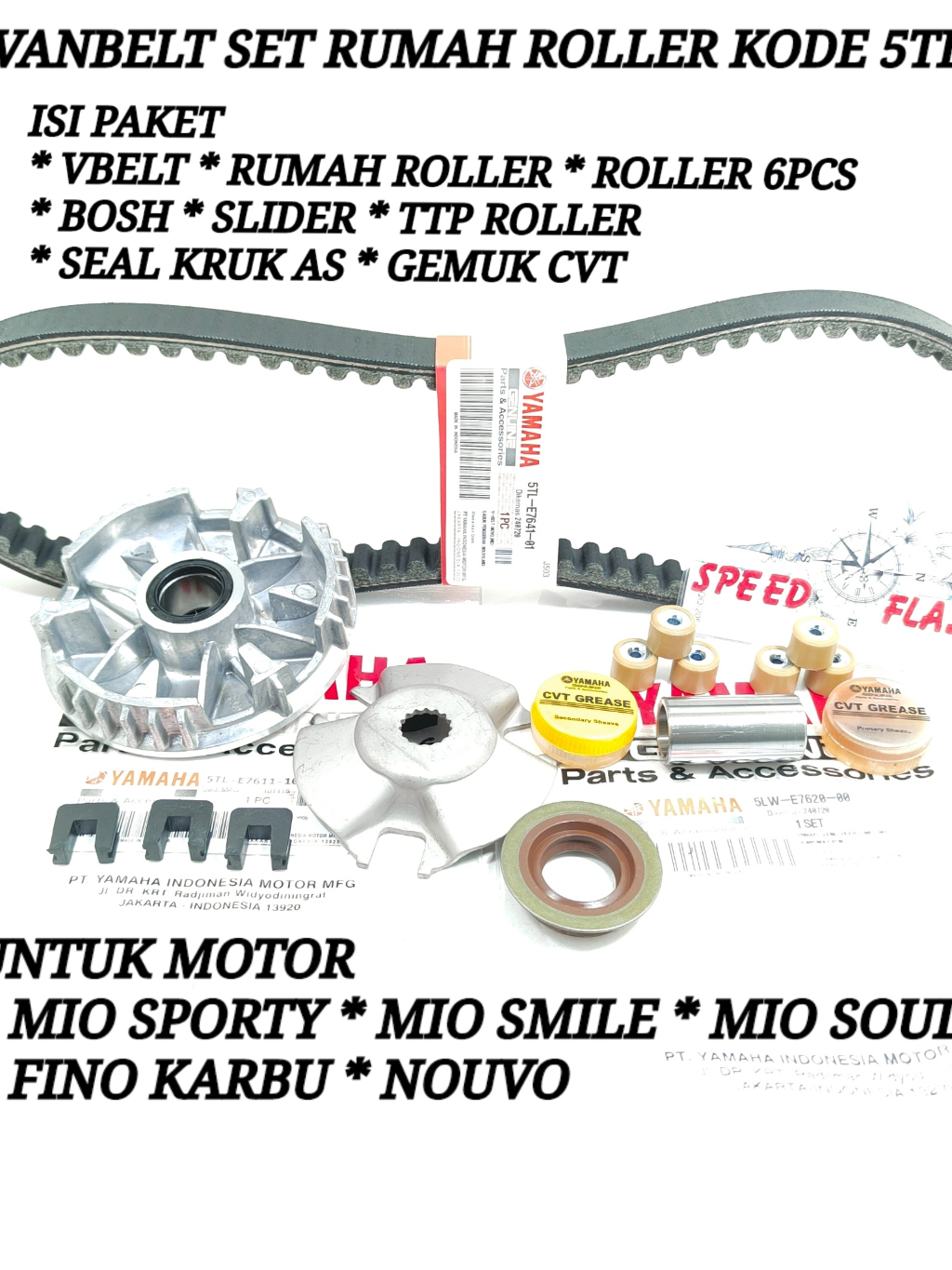 Jual PAKET RUMAH ROLLER SET VBLET MIO SPORTY MIO SOUL MIO SMILE FINO KARBU NOUVO 5TL-5LW ...