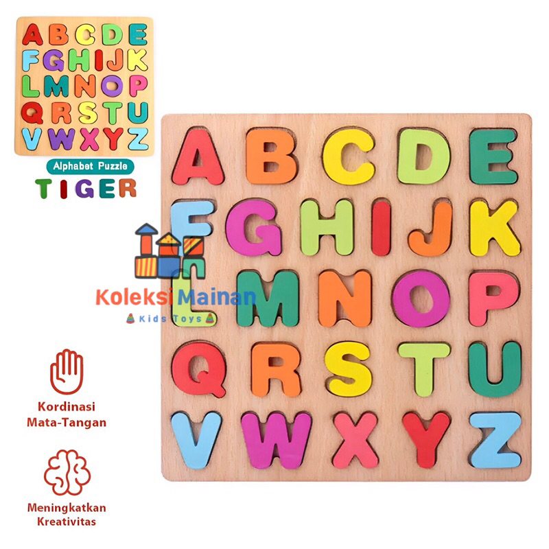 Jual Wooden toys puzzle kayu huruf mainan edukasi anak belajar alphabet ...