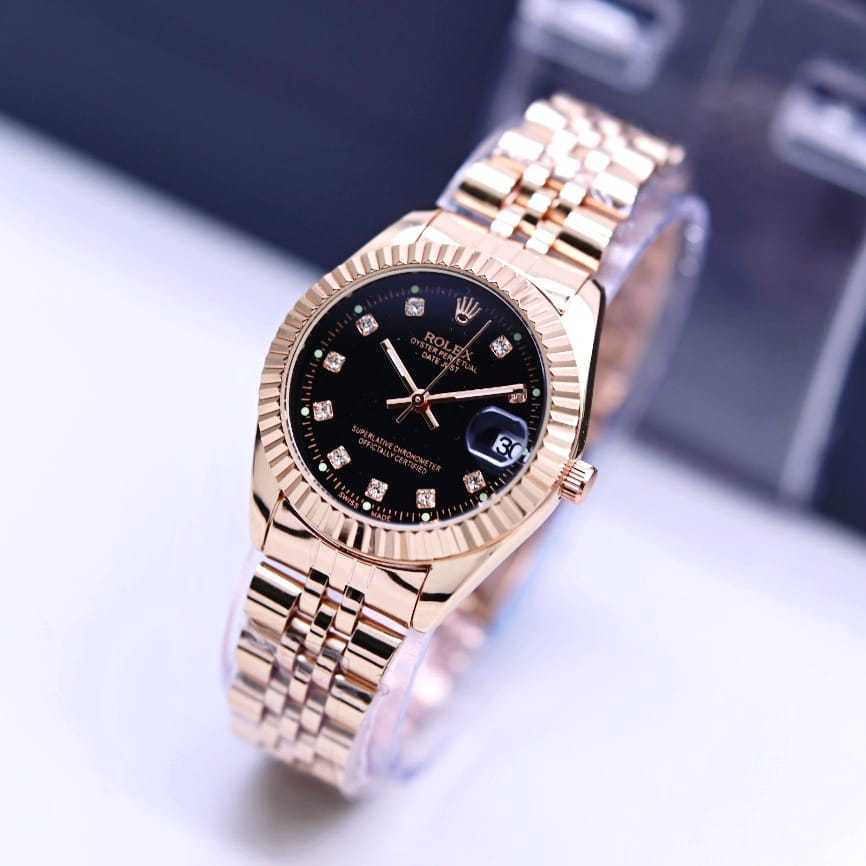 Jual Jam Tangan Wanita Rolex Original Tali Rantai Motif Mata / Gerigi ...