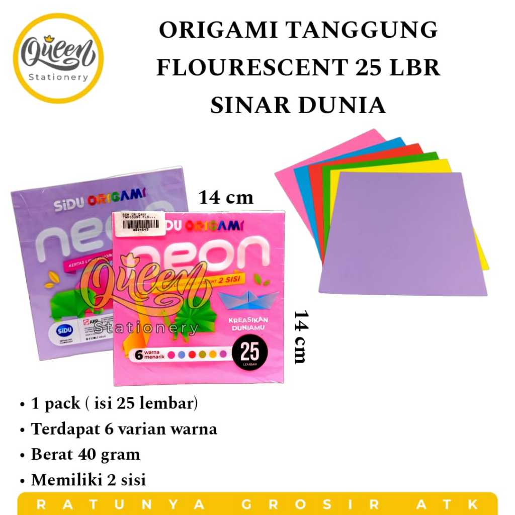 Jual 1 PACK ORIGAMI TANGGUNG FLOURESCENT 25 LBR SINAR DUNIA / KERTAS ...