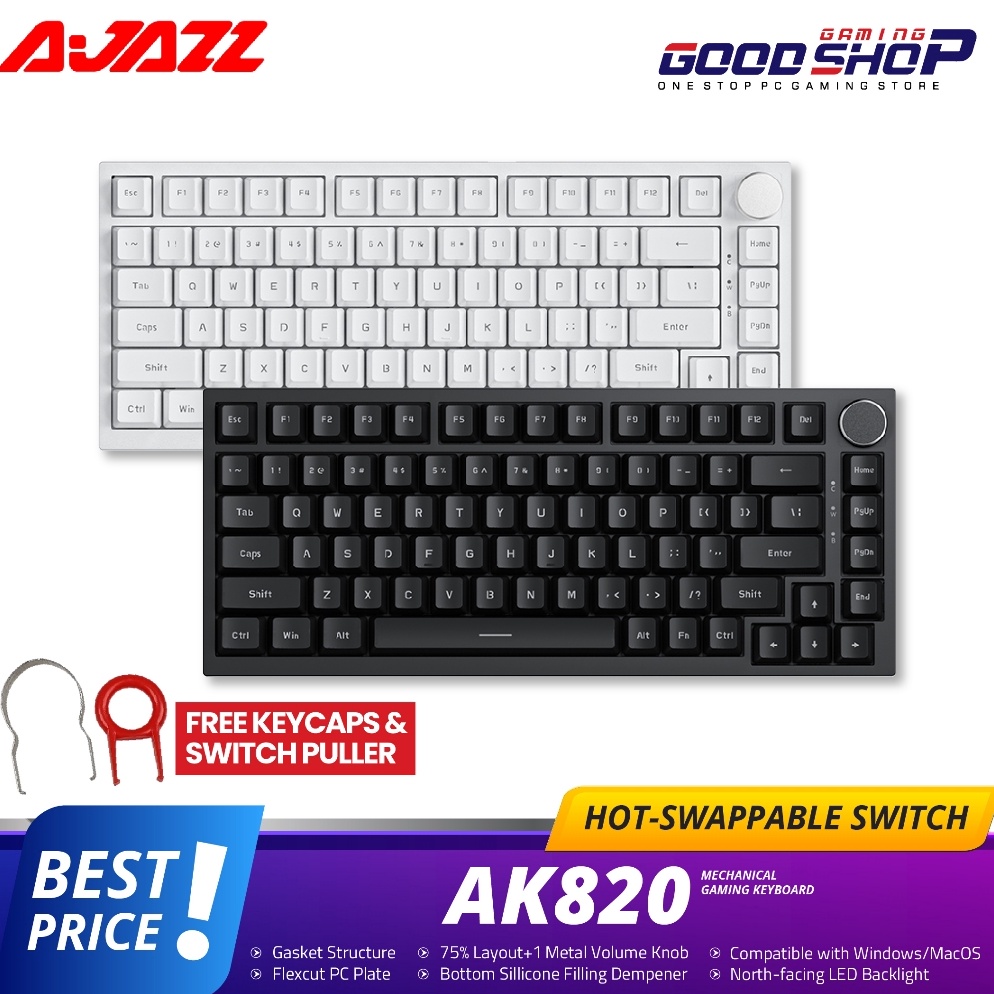 Jual Harga Spesial AJAZZ AK82 Monochrome 75 Hotswappable Keyboard With ...