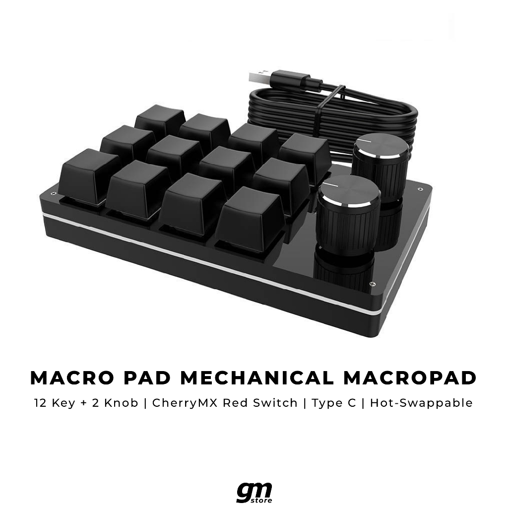 Jual Macropad Mechanical Keyboard 12 Key 2 Knob Shortcut Streamdeck ...