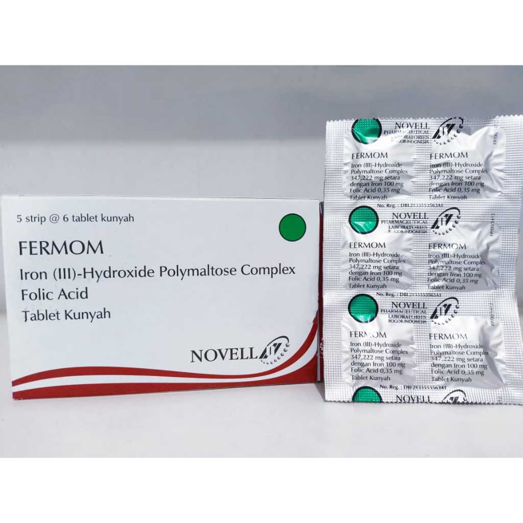 Jual Fermom tablet kunyah Untuk pengobatan defisiensi zat besi tanpa ...