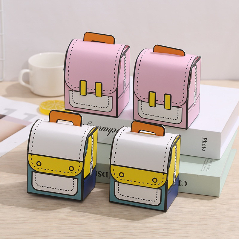 Jual Tas Box Goodie Bag Model Tas Sekolah Anak Kardus Ulang Tahun Tas ...
