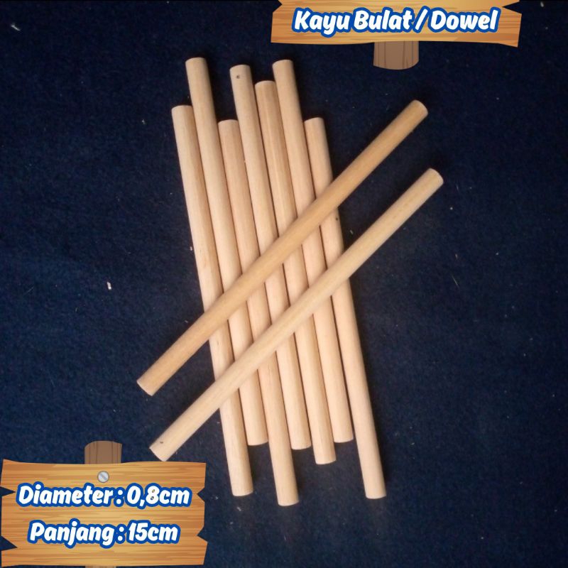 Jual Stick Kayu Bulat (Dowel) Diameter 8mm (0,8cm x Panjang 15cm ...