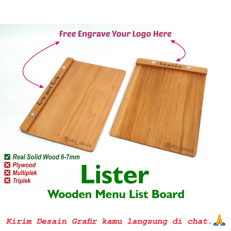 Jual FREE GRAFIR Kayu Mahoni Menu Board A4 / Papan Menu Kayu Cafe Resto ...