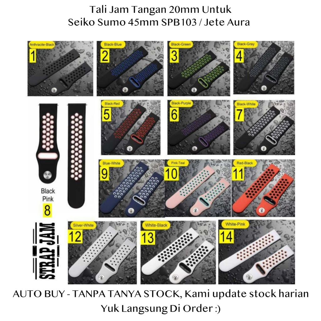 Jual NKL 20mm Nike Strap Seiko Sumo 45mm SPB103 / Jete Aura - Tali Jam Tangan Sporty Silikon ...