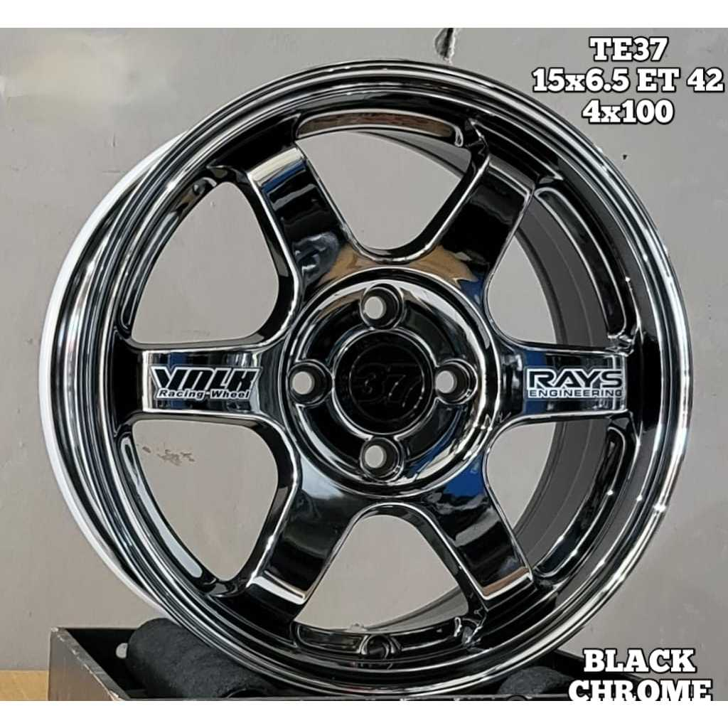 Jual velg TE37 black chrome ring 15 pcd 4x100 velg mobil brio,jazz,yaris,mobilio,agya | Shopee ...