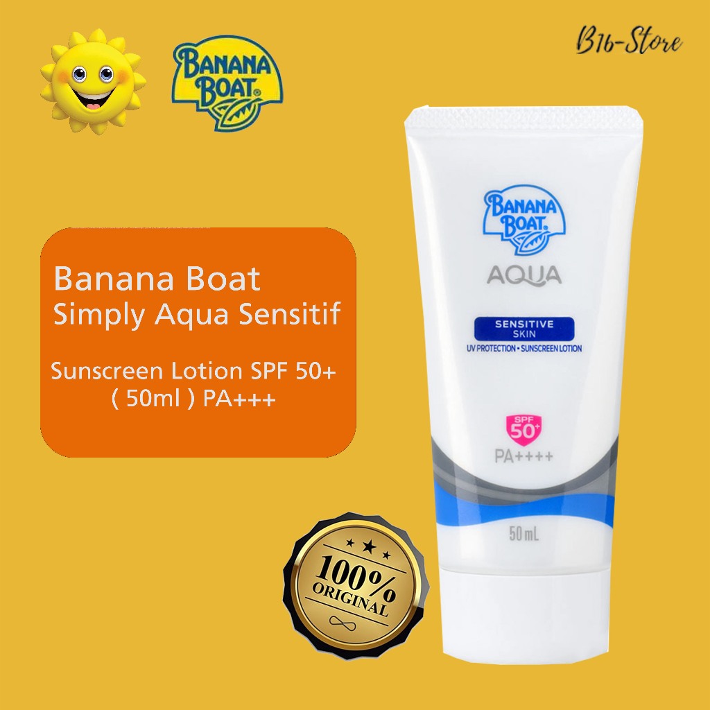 Jual Banana Boat Aqua Sensitive Skin Suncreen Lotion SPF50+ | Shopee ...