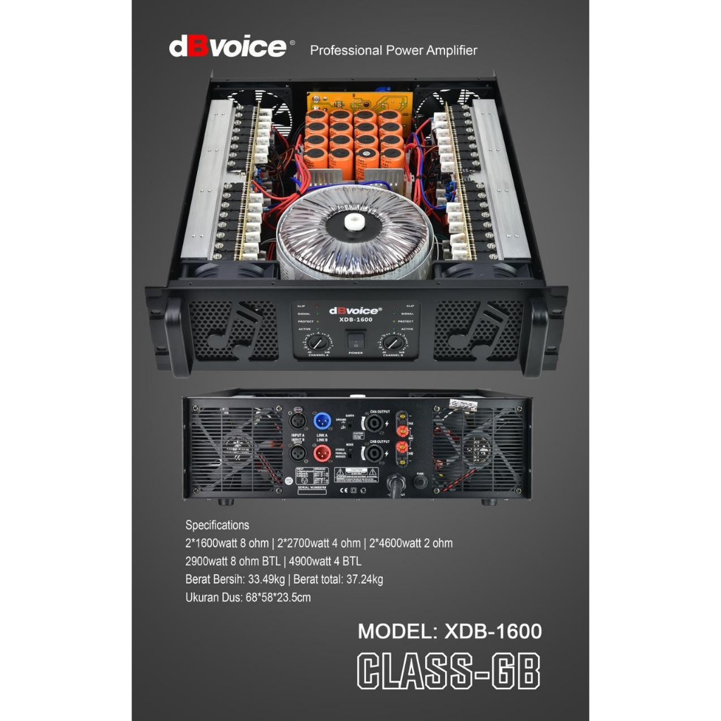 Jual Power Amplifier dB Voice XDB 1600 Dbvoice XDB1600 Class GB Original | Shopee Indonesia