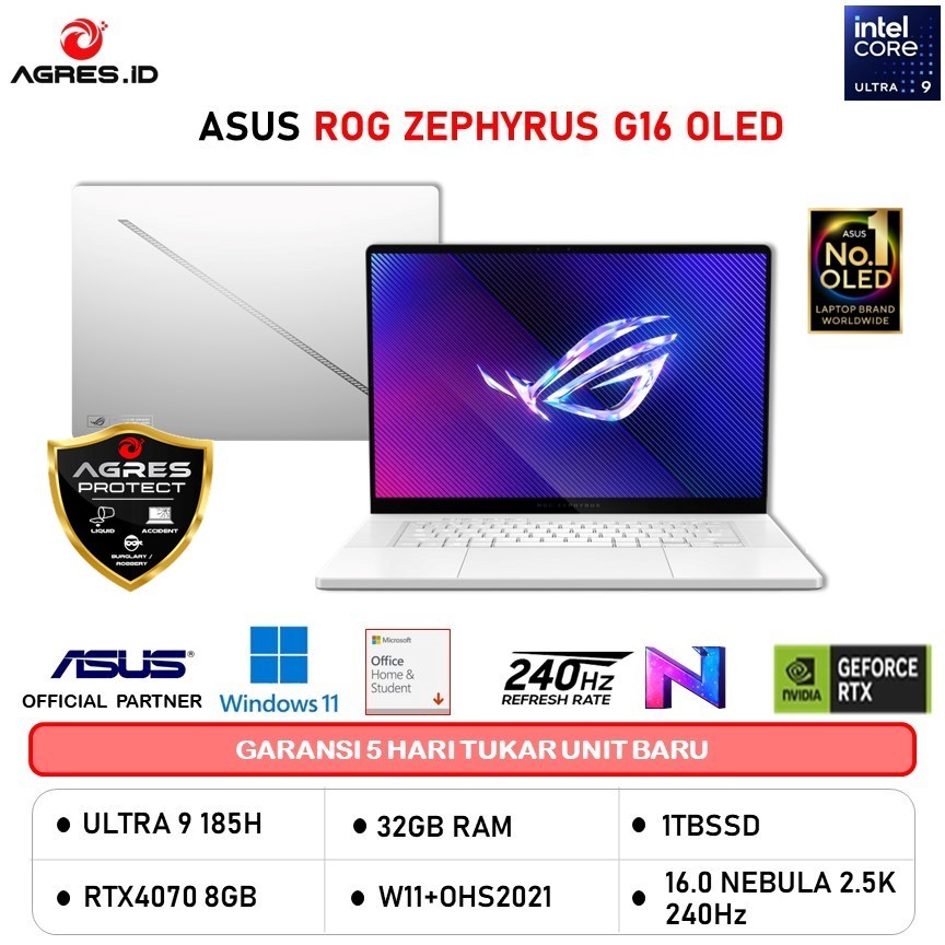 Jual ASUS ROG ZEPHYRUS G16 OLED GU605MI ULTRA 9 185H RTX4070 8GB/ 32GB ...