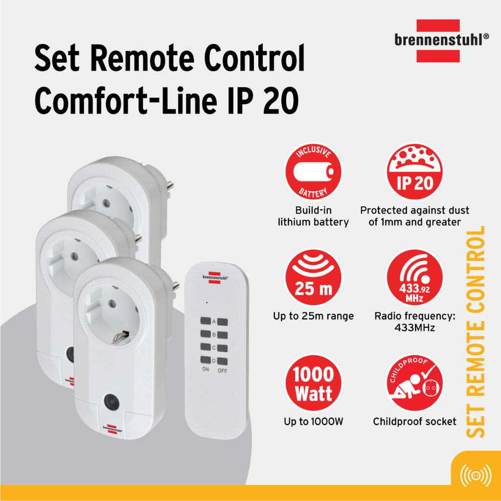 Jual Brennenstuhl Comfort-Line Remote Control Set 3x IP20 - 1507040 ...