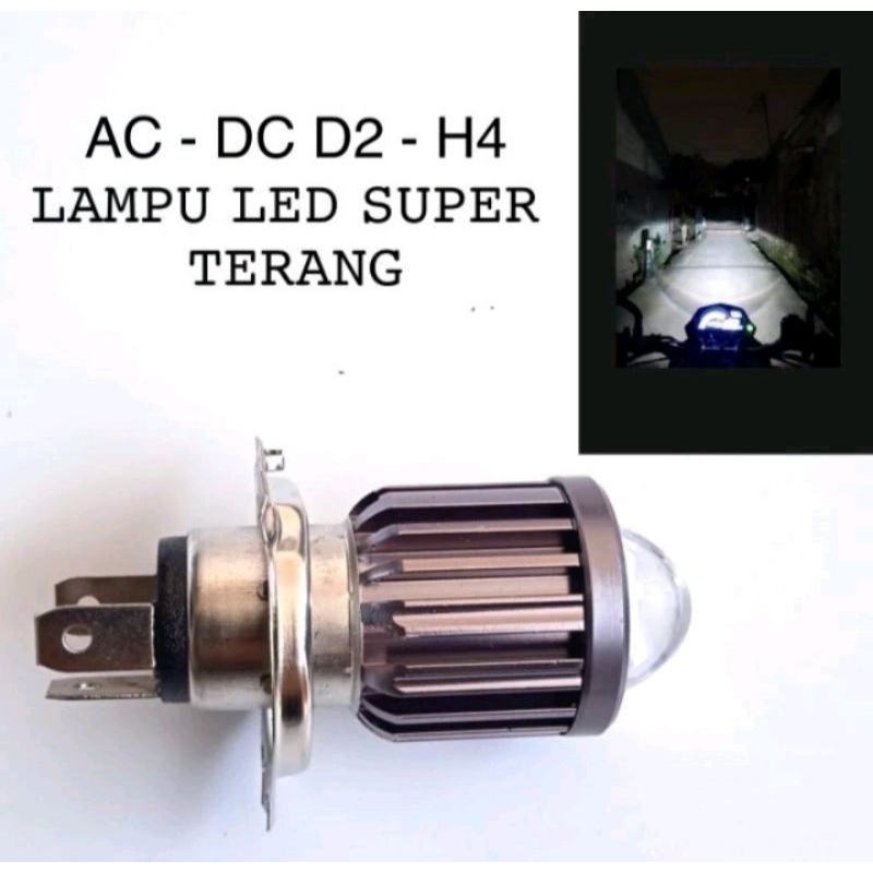 Jual Bohlam Lampu Utama LED H4 Laser AC DC Headlamp Motor High Low ...