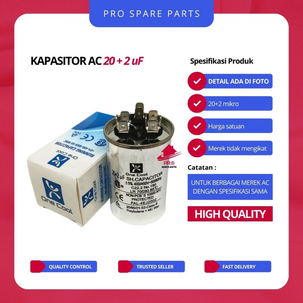 Jual Kapasitor AC 20+2 uf 3 Soket - Running Capacitor Air Conditioner 20+2 Mikro/Micro | Shopee ...