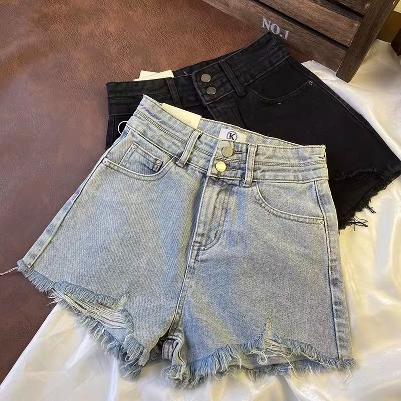 Jual OOTD Celana pendek putih wanita Hot pants jeans celana jeans pendek wanita sobek shorts ...