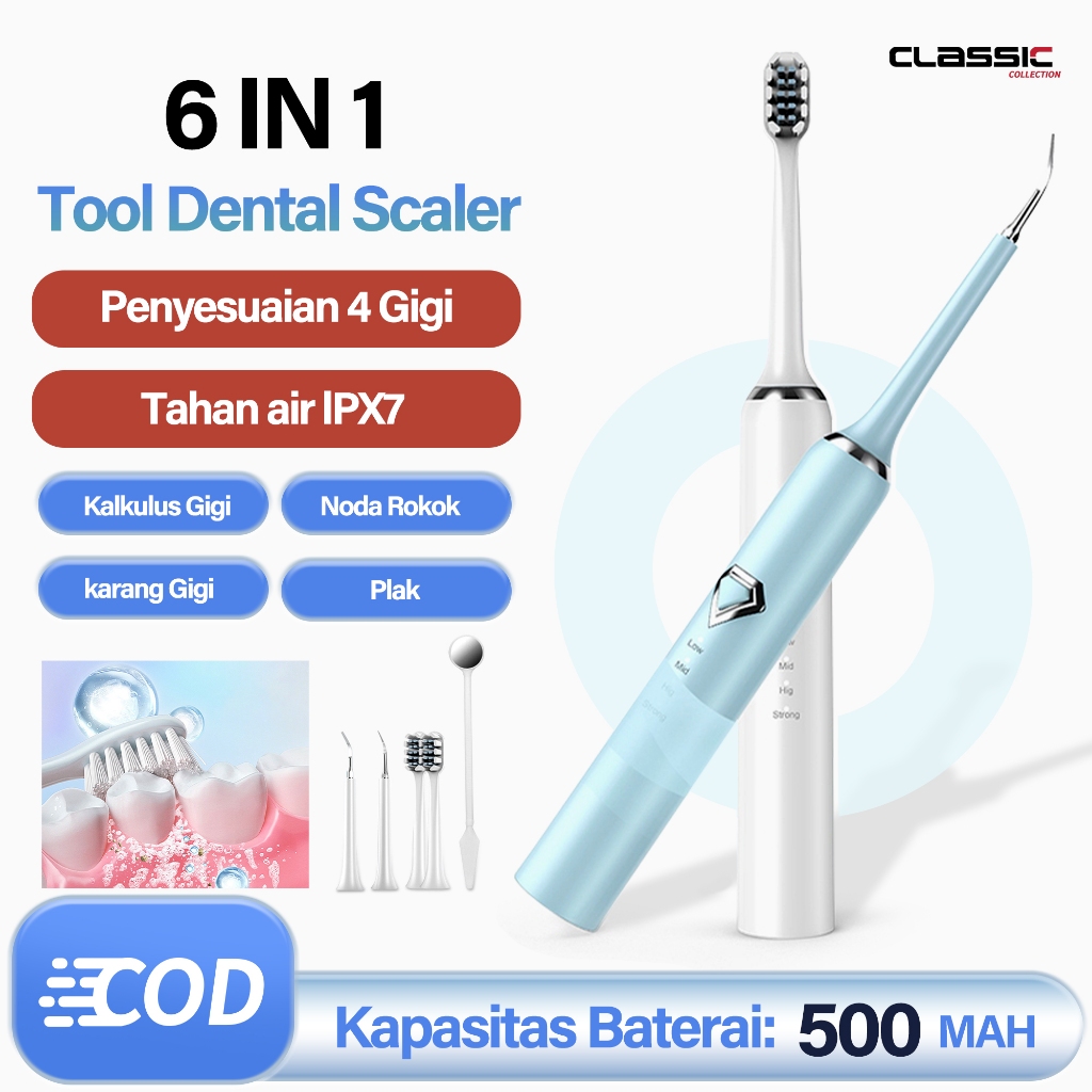 Jual 6 IN 1 Tool Dental Scaler Electric Ultrasonic Smart Ultrasonic ...