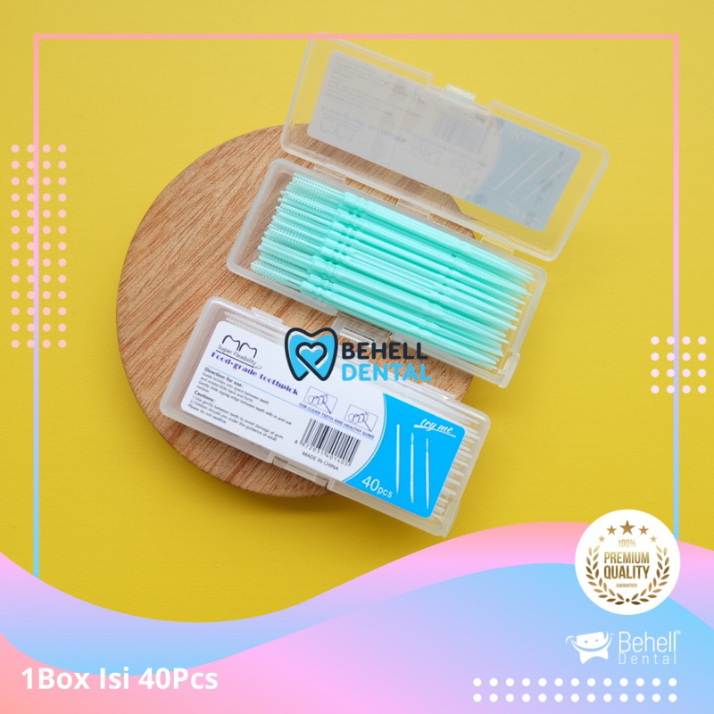 Jual 40Pics With Box TUSUK GIGI 2 SISI BEHEL PREMIUM PUTIH PINK HIJAU ...