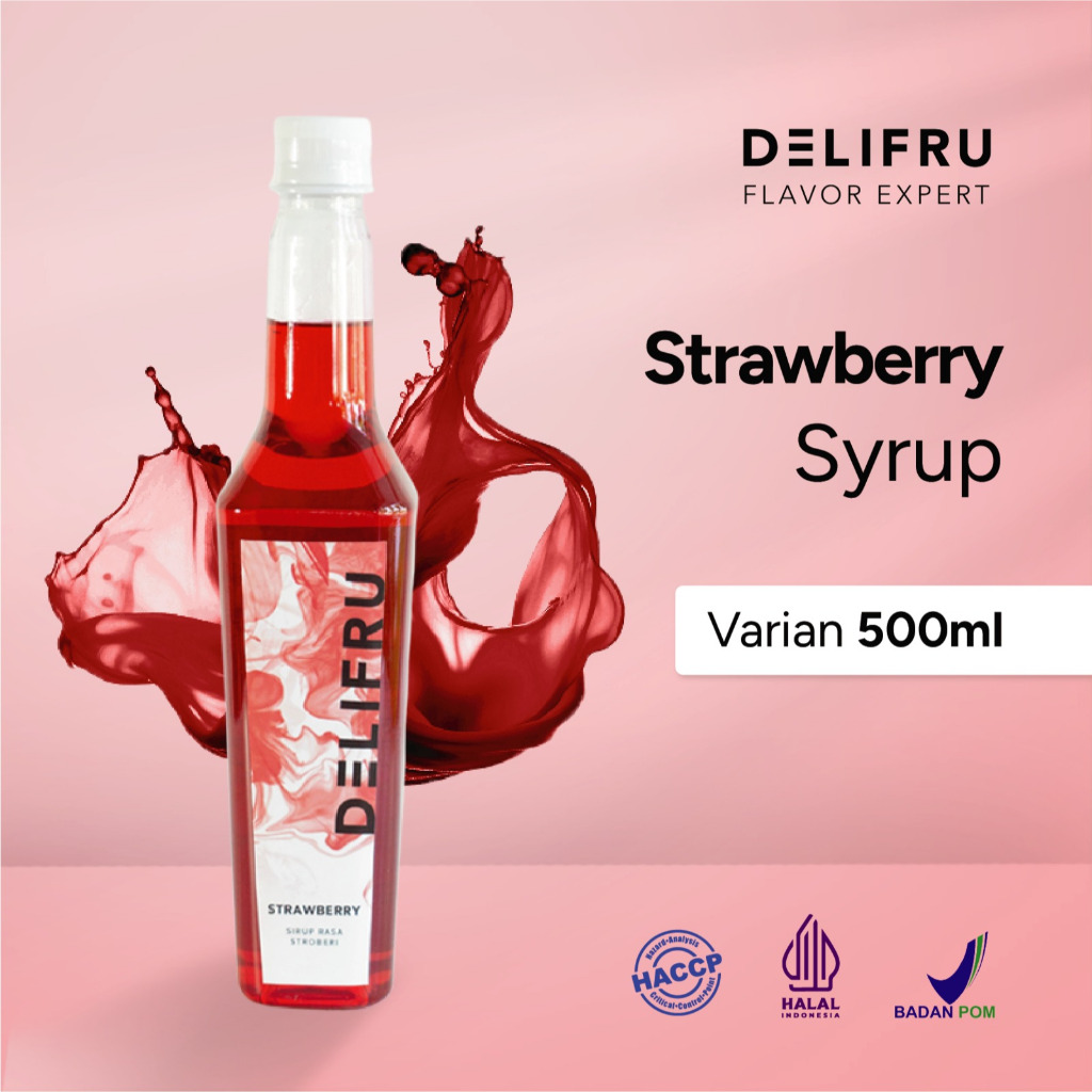 Jual Syrup Strawberry Delifru 500 ml - Sirup Strawberry Premium ...