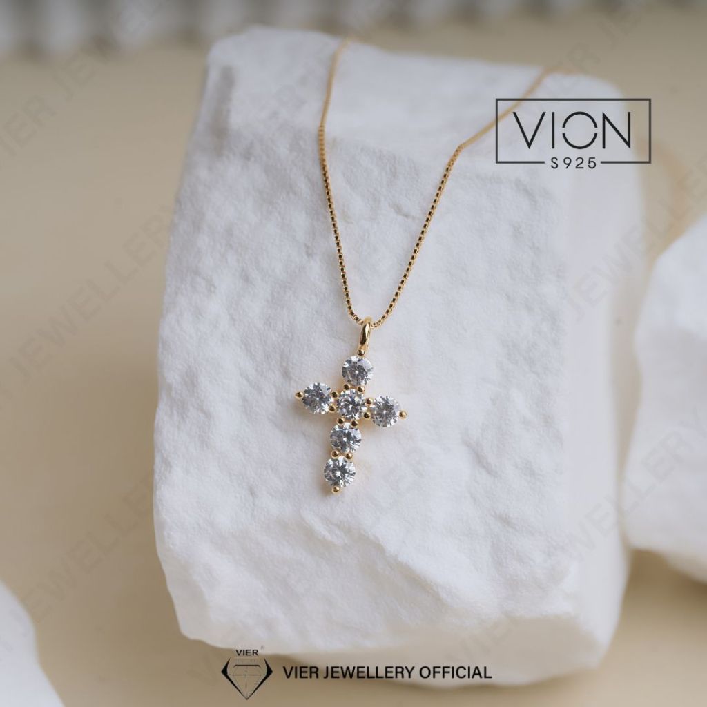 Jual Vion S925 Necklace 16048 Kalung Salib Perak Wanita, Kalung Salib ...