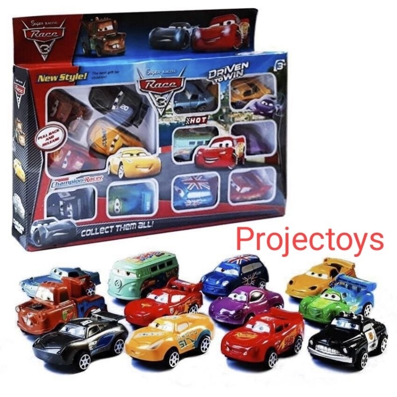 Jual Mainan Cars Race 3 Lightning McQueen set pull back car 12 pieces ...