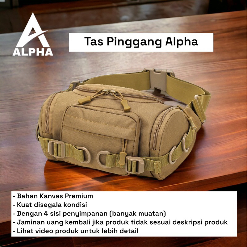 Jual Tas Pinggang Selempang Pria ALPHA Tactical Military Black Edition Kanvas Premium Tas ...