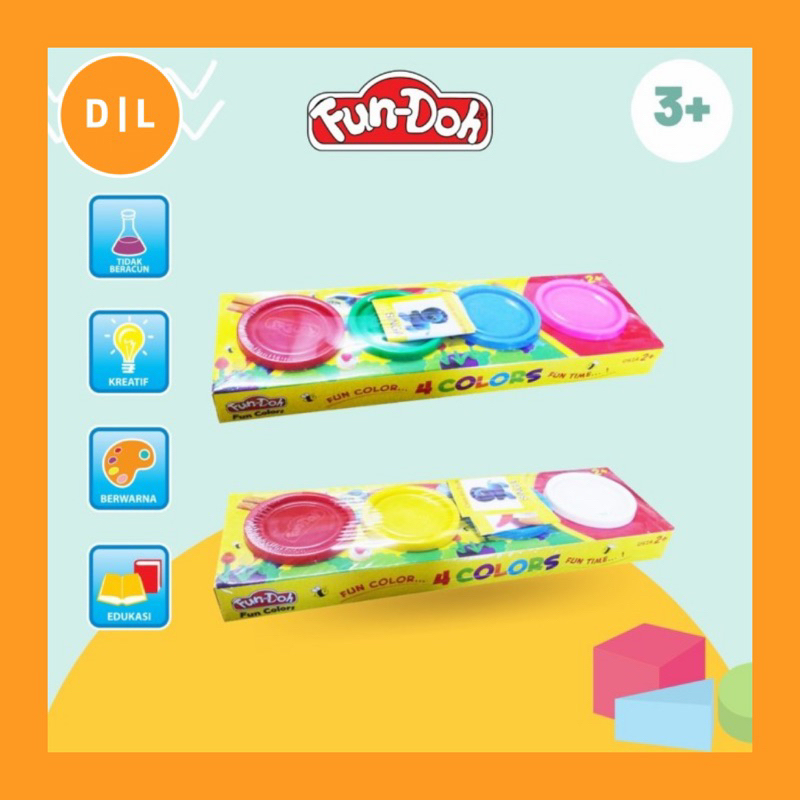 Jual Mainan Anak Fun Doh Refill Lengkap Isi 4 warna playdough / FunDoh ...
