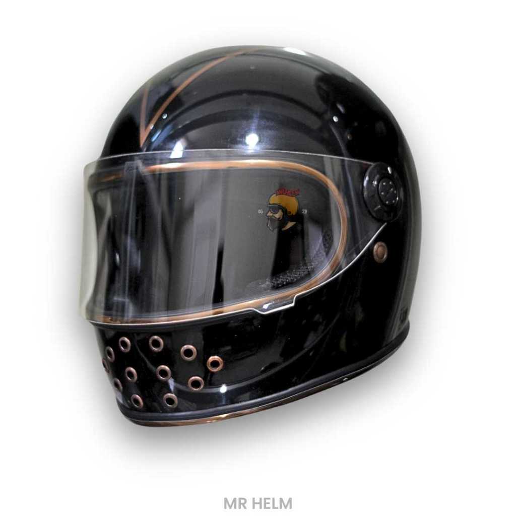 Jual HELM RETRO HOLE GRINGGO LIST GOLD / HELM CLASSIC / SNI ( MR HELM ...