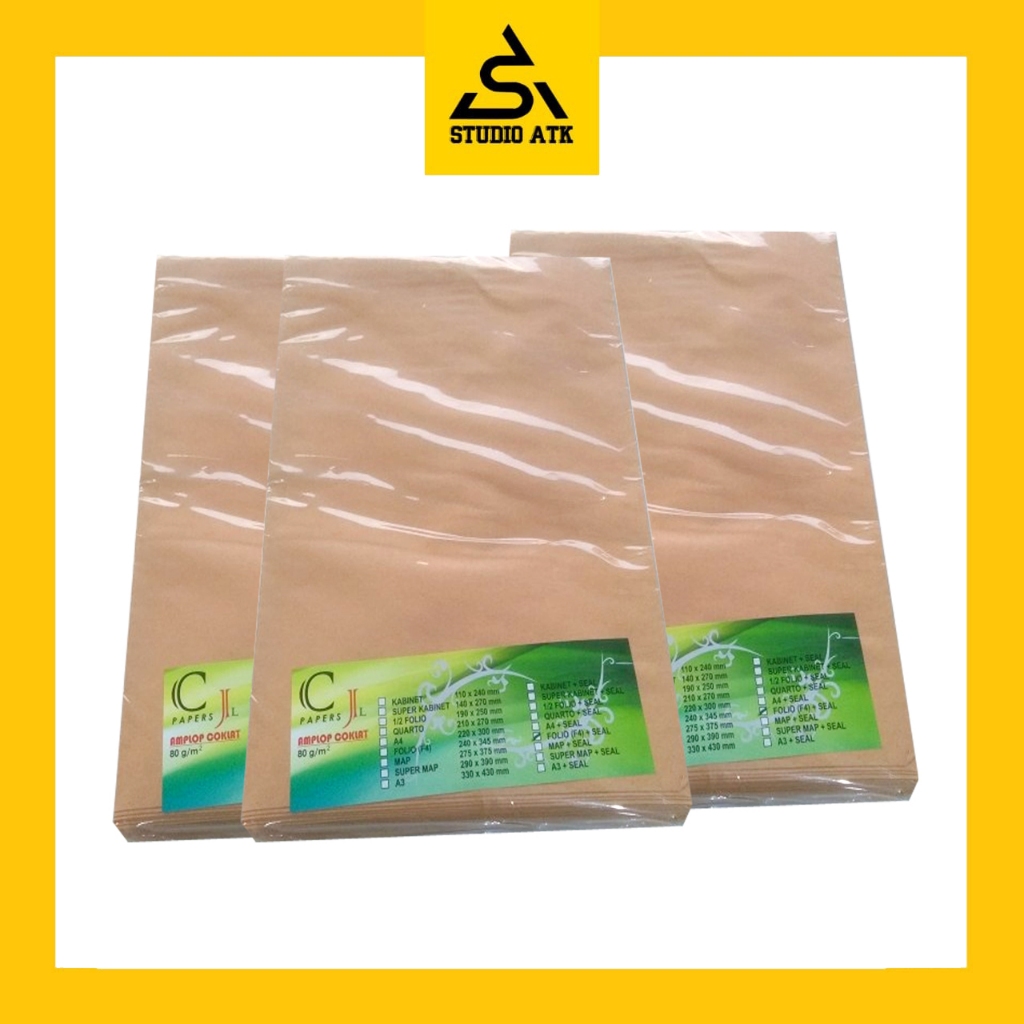 Jual Amplop Coklat CJ F4 + Seal ( 240 X 345 mm ) | Shopee Indonesia