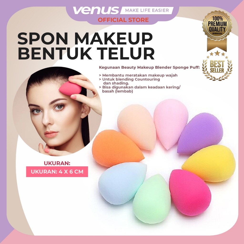 Jual VENUSJKT - Beauty Blender Tear Drop Egg Spons Make Up colorfull ...