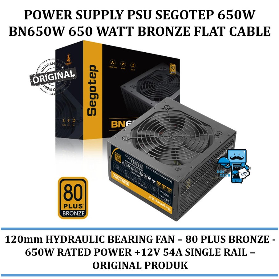 Jual Power Supply PSU Segotep 650W BN650W 650 watt BRONZE Flat Cable ...