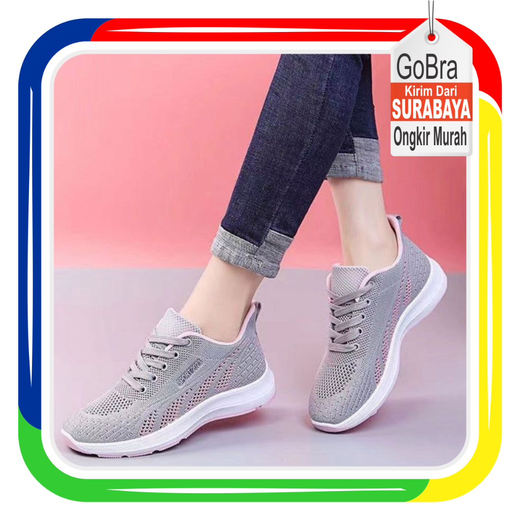 Jual Gobra ♕ SEP042 (Tanpa Kotak) Sepatu Sneakers Wanita Sport Size 36-41 Sepatu Cewek Warna ...