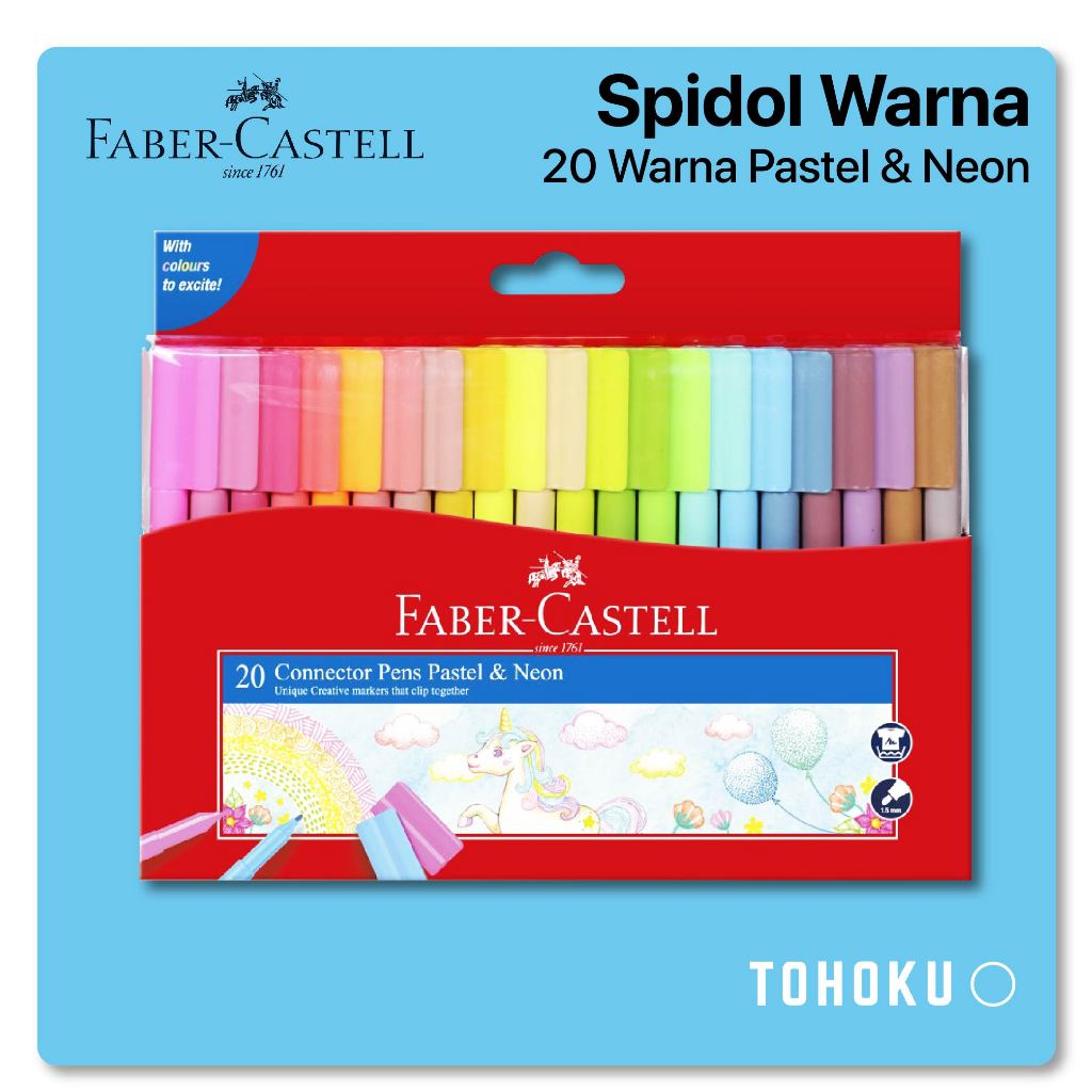 Jual Spidol Warna Pastel Faber Castell Connector Pen Neon Pastel Set 20 ...