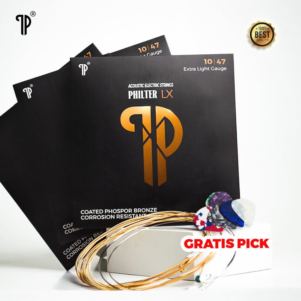 Jual Senar Gitar Akustik Philter LX ORIGINAL GRATIS PICK Phospor Bronze ...