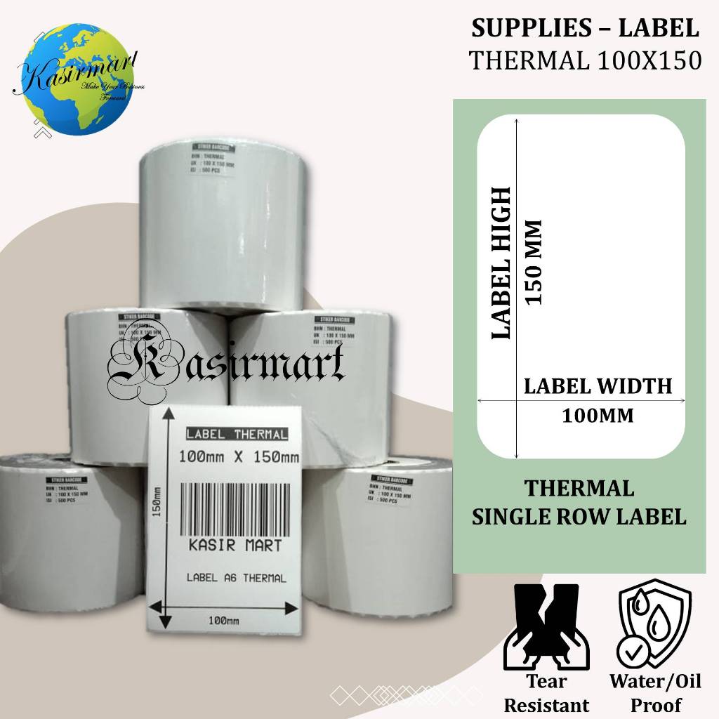 Jual Sticker Label Thermal 100x150 isi 500pc Kertas Resi Marketplace A6 ...