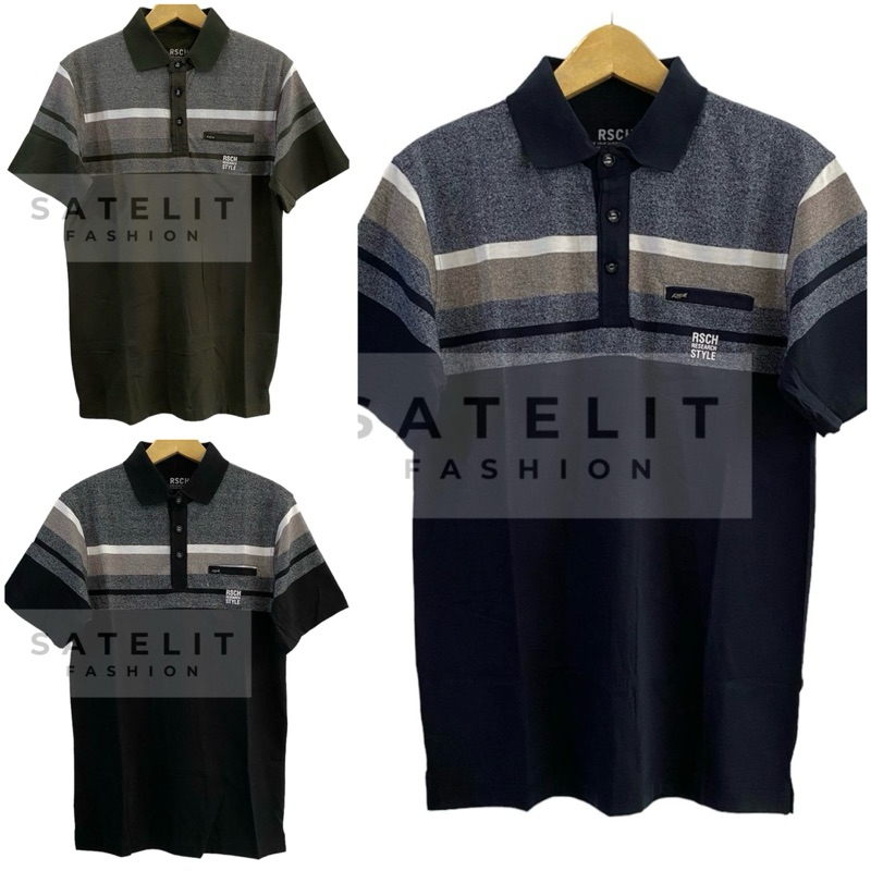 Jual Rsch Baju Kaos Kerah Polo Pria Distro Motif Salur Garis #2 ...
