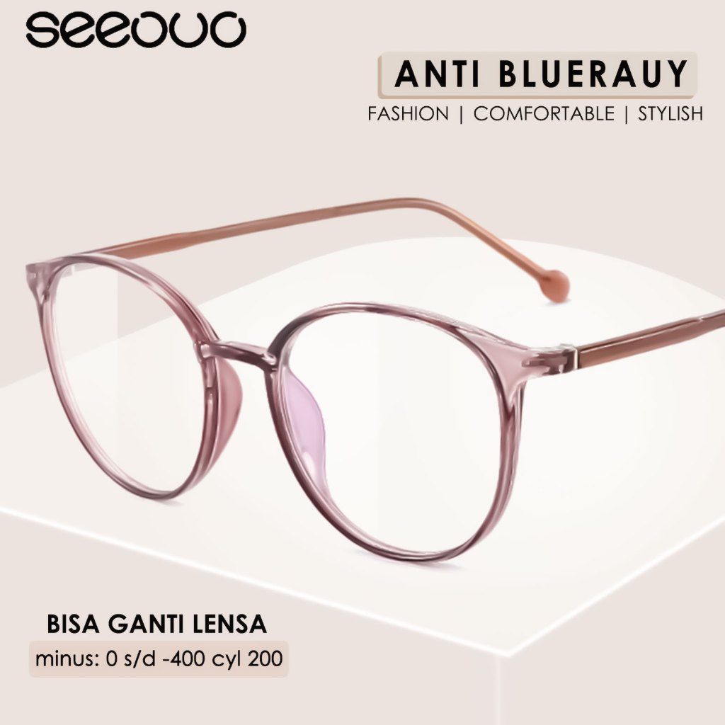 Jual Seeouo Kacamata Antiradiasi Blueray Style Oval TR90 Fashion Trendy Frame Pria Wanita Bisa ...