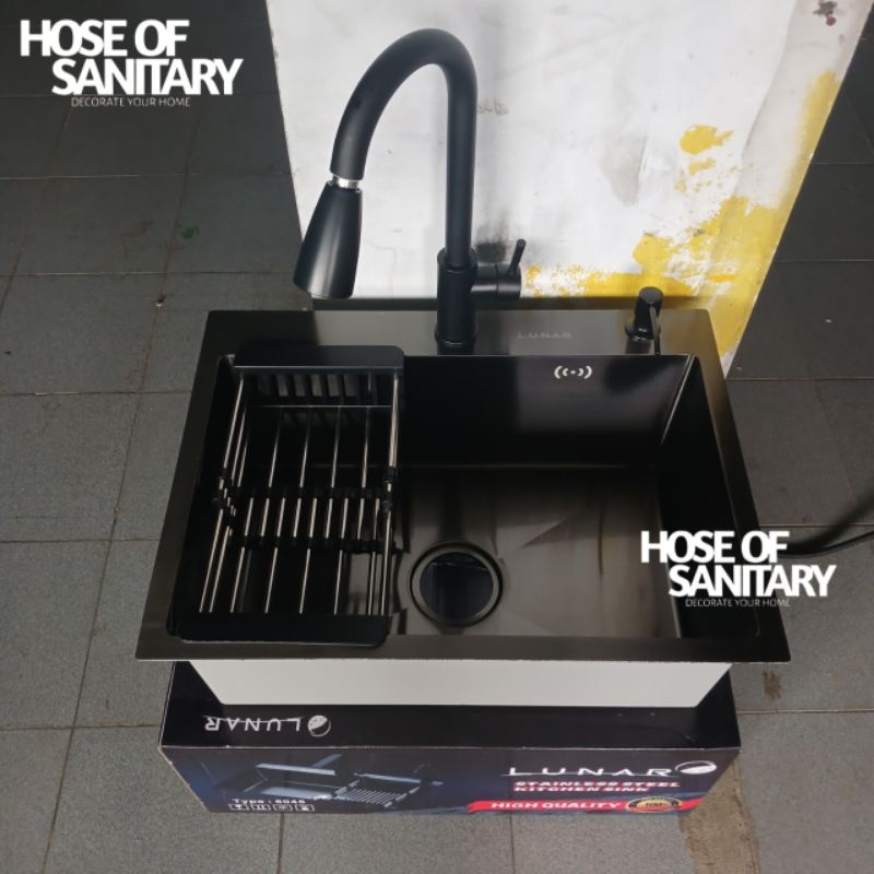 Jual Paket Kitchen sink 6045 BLACK HITAM / Bak cuci piring stainless ...