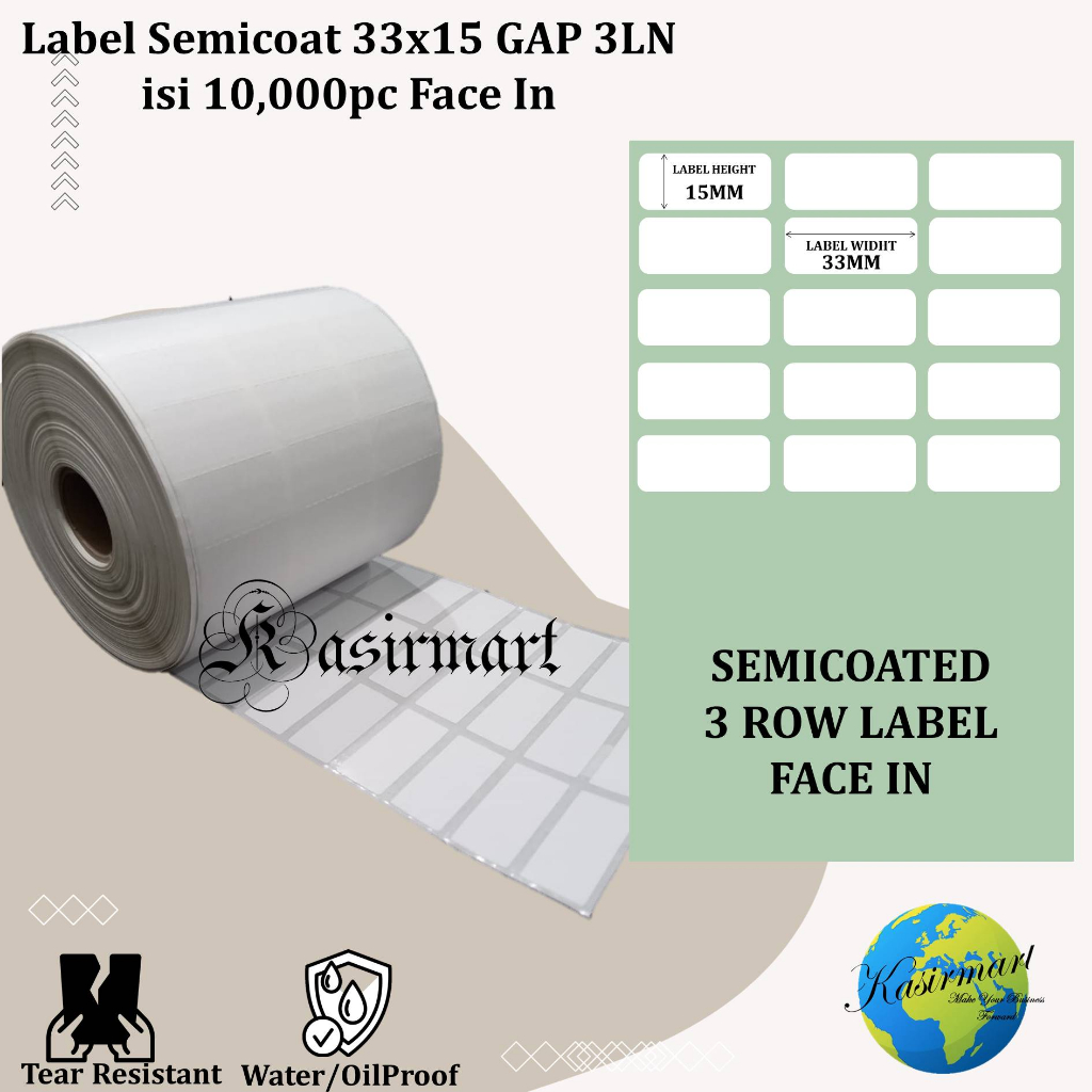 Jual Label Barcode Harga Semicoat 33x15 3 Line isi 10000 GAP Face In ...