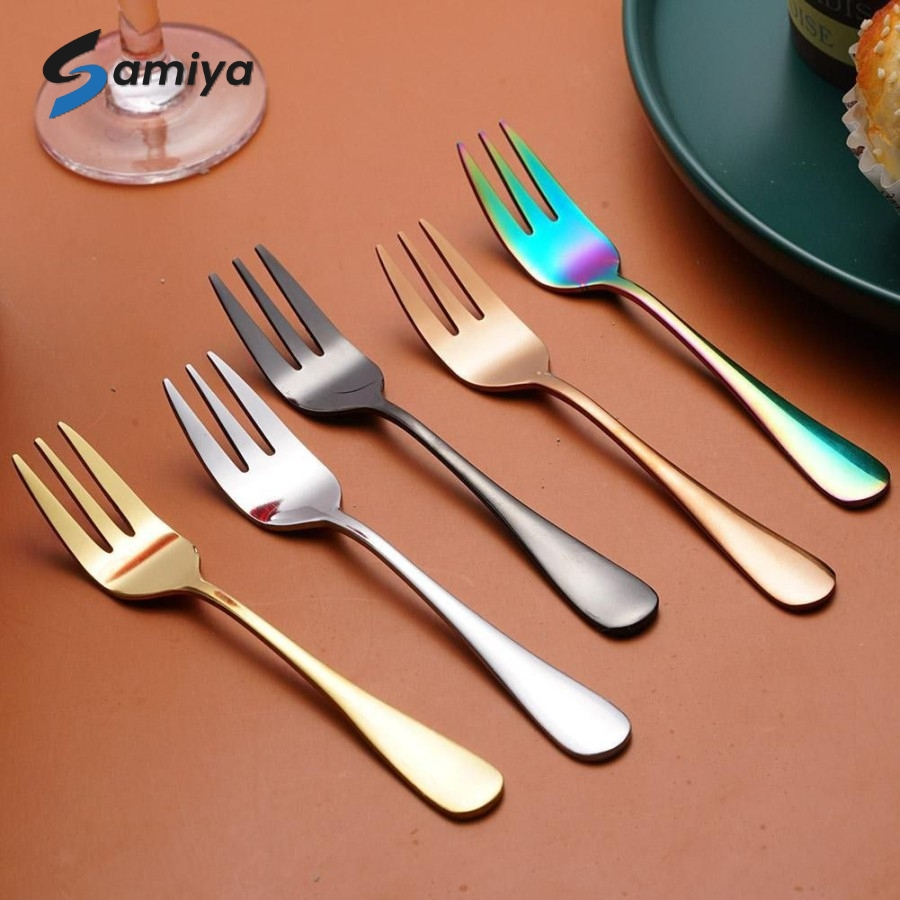 Jual tea fork dessert stainless steel / garpu kecil buah kue cake snack ...