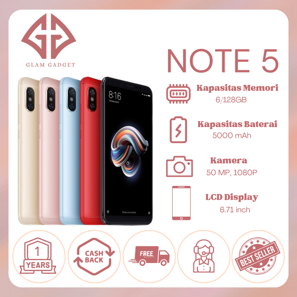 Jual XIAOMI REDMI NOTE 5 6/128 GB GARANSI 1 TAHUN | Shopee Indonesia