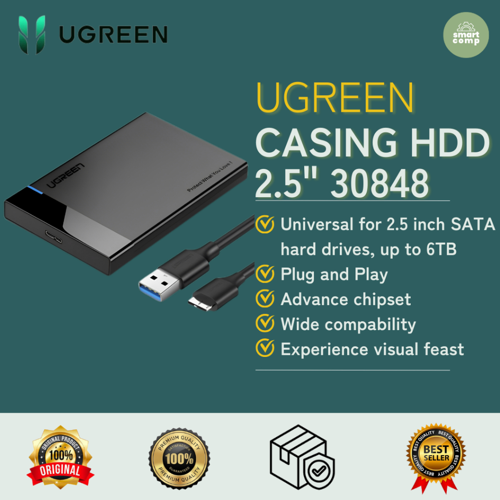 Jual UGREEN Casing Enclosure Hard Disk External 2.5 "SATA USB3.0 30848 | Shopee Indonesia