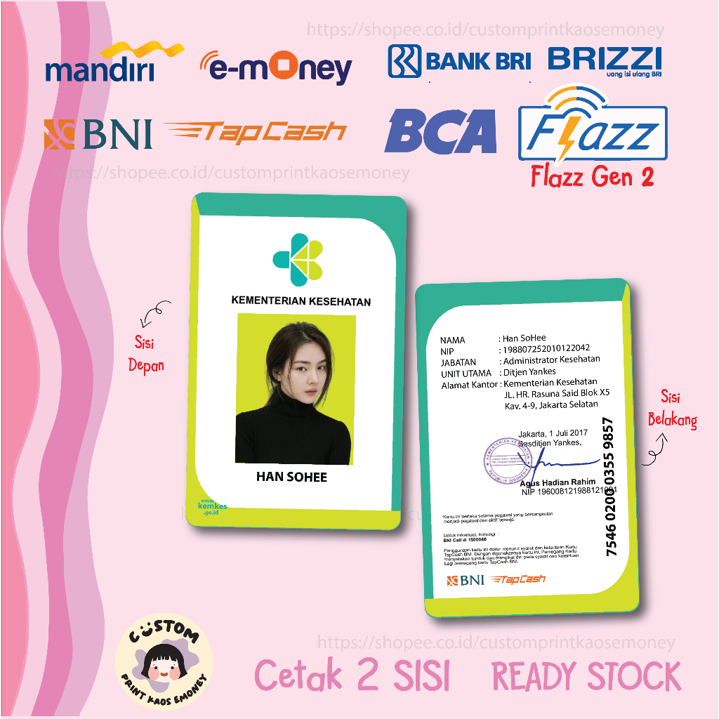 Jual KARTU E MONEY E TOLL ID CARD KEMENTERIAN KESEHATAN BUMN MANDIRI ...