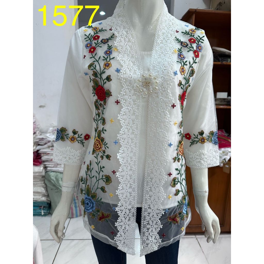 Jual 1508 kebaya rompi organdi alexuez premium brukat /kebaya encim ...