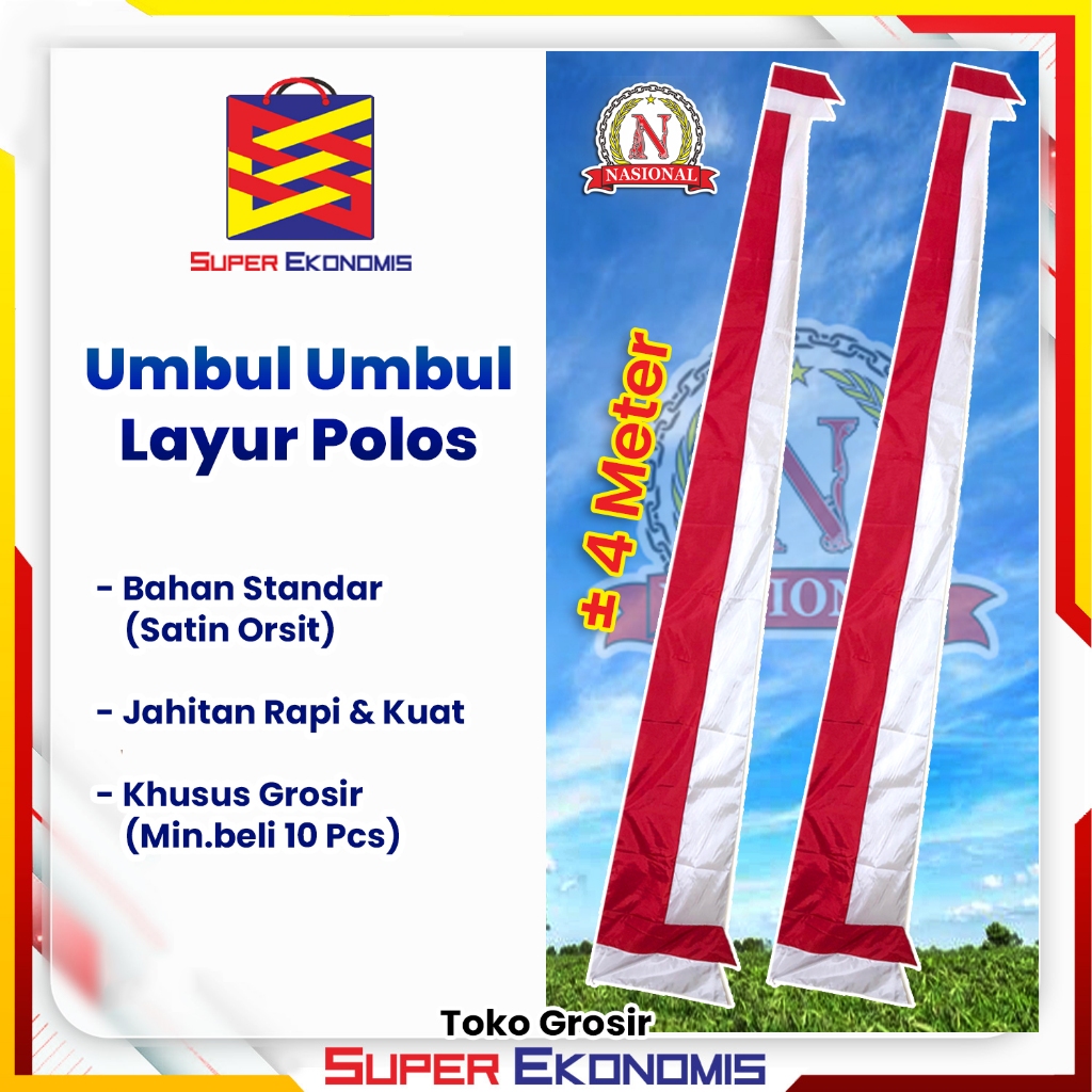 Jual Bendera Umbul-Umbul Layur Polos Merah Putih (panjang ukuran 4 meter tipe layur umbul umbul ...