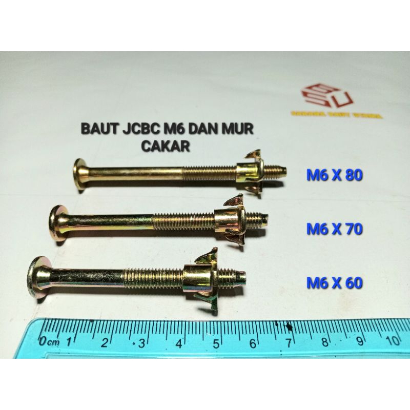 Jual Baut jcbc m6 x 60 - 70 - 80 Kuning Mur Cakar kunci L4 / Baut ...
