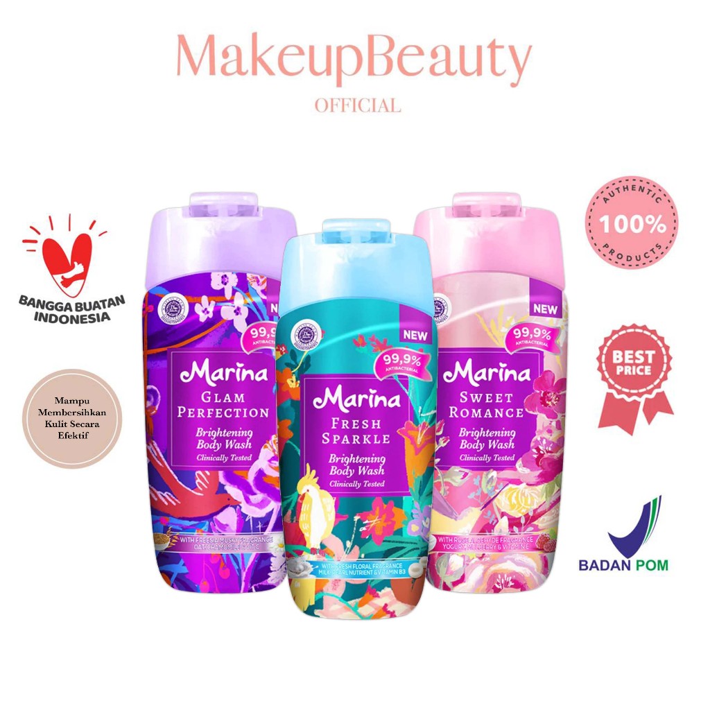 Jual MARINA Brightening Body Wash Botol 95ml - Sabun Cair | Shopee Indonesia